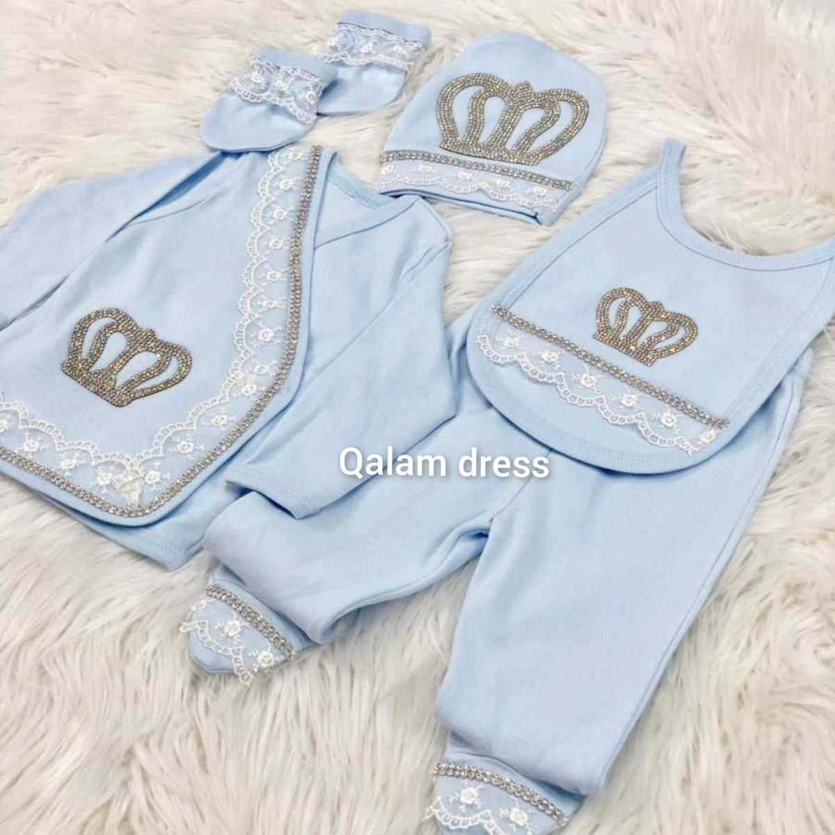 Ensemble fêtes et circoncision Bleu Ciel - fille - Qalam Dress Boutique ...